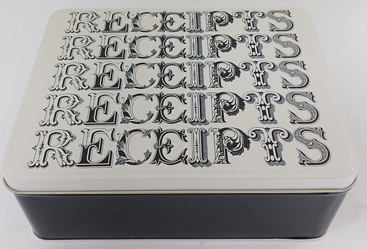 Novelty Tins: Typography - RECEIPTS - Deep Rectangle