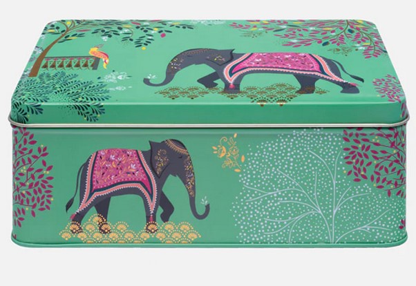 NEW: Sara Miller - India Elephant - Deep Rectangle Tin